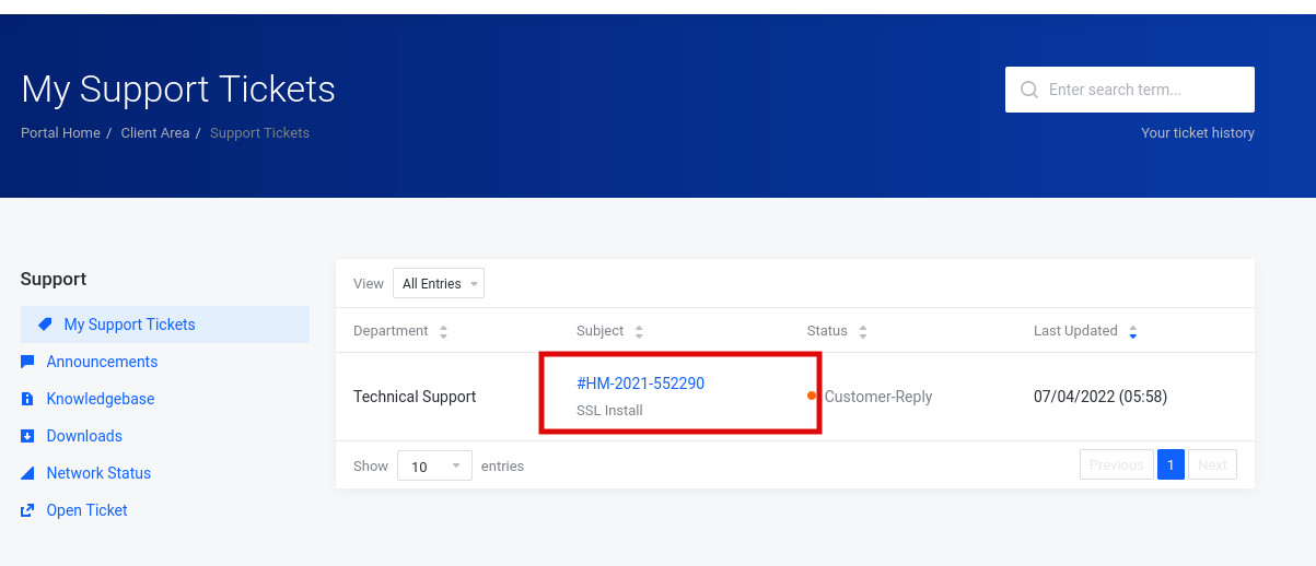 How do I create and manage support tickets from client area ...
